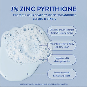 ZINCON Medicated Dandruff Shampoo, for Dry, Itchy Scalp Care & Anti-Dandruff with Immediate Soothing Relief - 8 Fl Oz