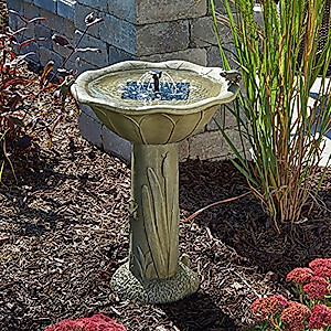 SmartSolar 20633R01 Solar Birdbath, Medium, Olive Green