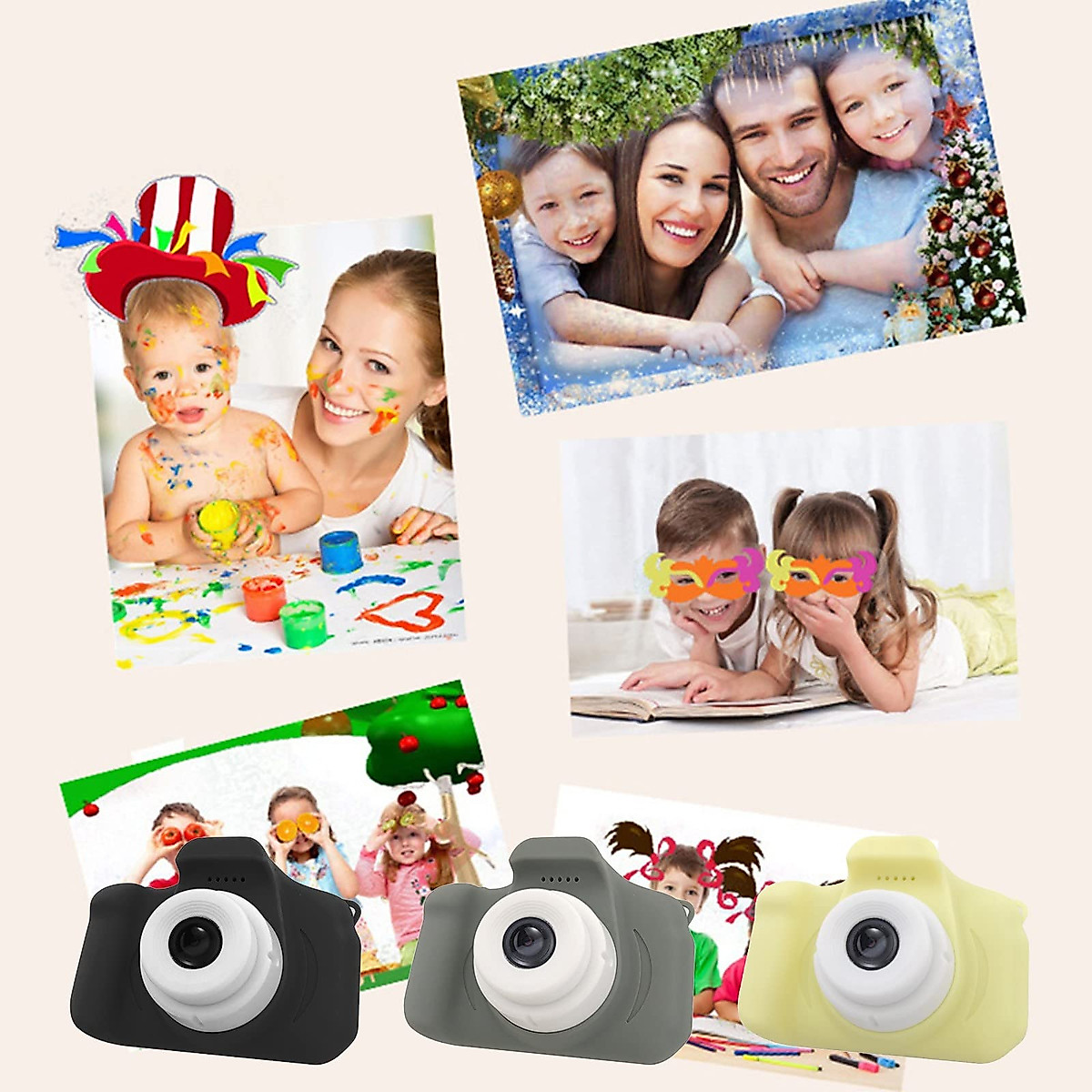 Children's Silicone Cover High-Definition Digital Camera - Multifunctional HD 1080P Front and Rear Dual Camera Can Take Pictures Recorded Eye Protection Screen Children's Mini