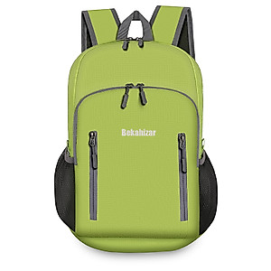 Bekahizar 20L Lightweight Foldable Backpack Small Water Resistant Travel Hiking Daypack (Silver Blue)