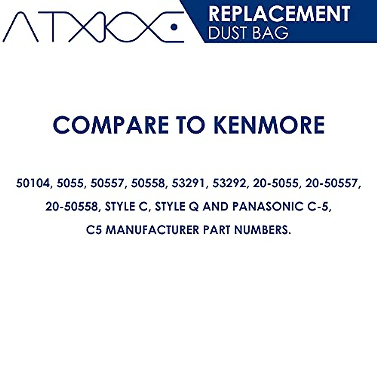 6 Pack Canister Vacuum Cleaner Dust Bag for Kenmore Type Q/C 5055,50557,50558，200 400 600 700 800 series Bag