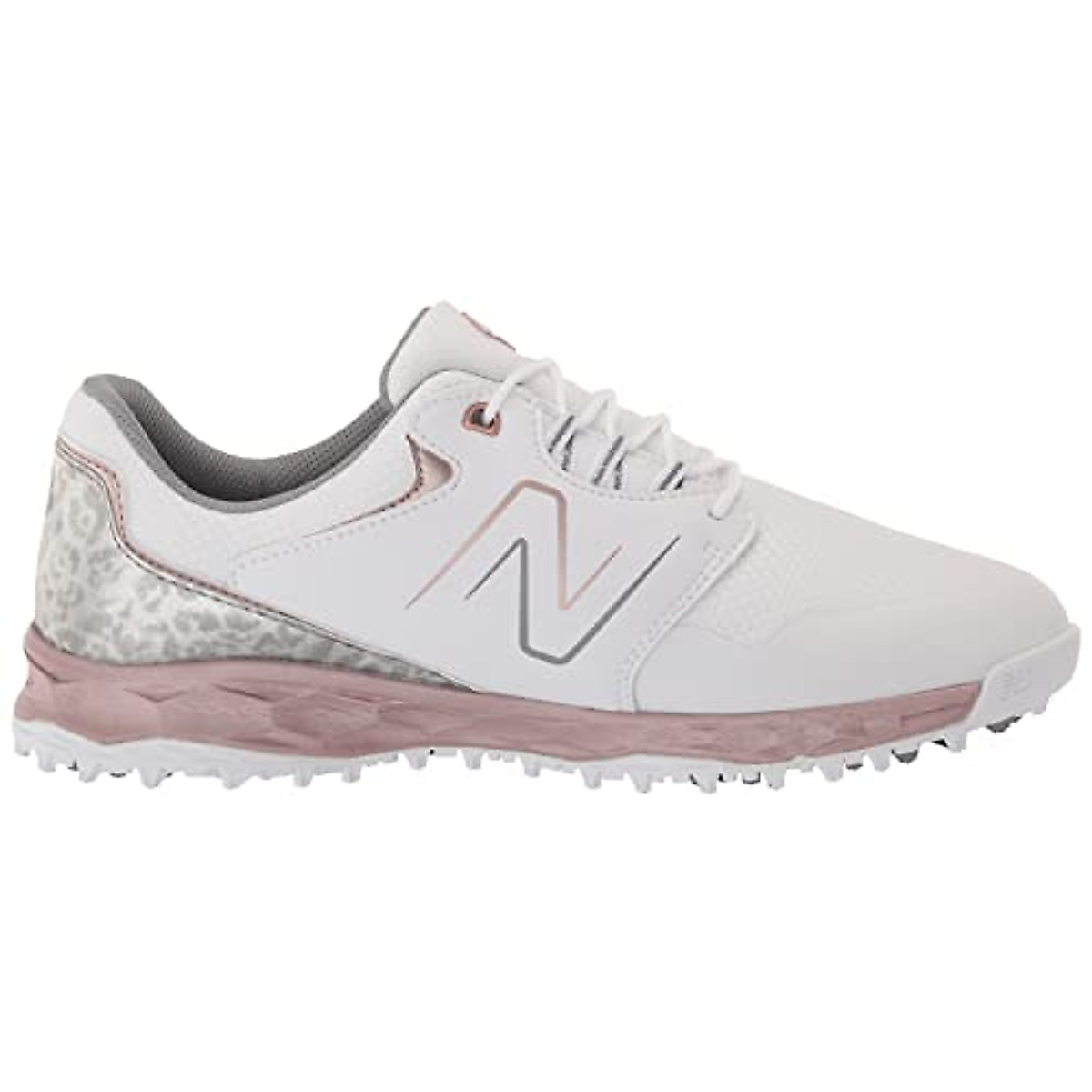 New Balance Women's Fresh Foam Link SL v2 Golf Shoe, White/Rose Gold, 7.5