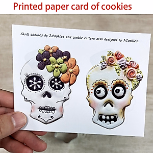 LILIAO Halloween Skull with Flowers Cookie Cutter - 3.4 x 4.6 inches - Stainless Steel - by Janka