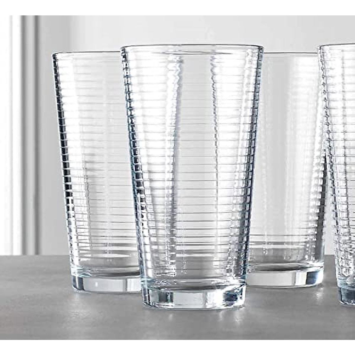 Glaver's Drinking Glasses - Set of 10 - Highball Glass Cups, Premium Quality Cooler 17 Oz. Ribbed Glassware. Ideal for Water, Juice, Cocktails, and Iced Tea. Dishwasher Safe.