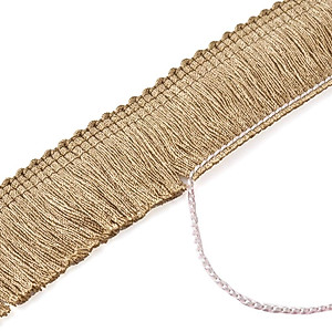 MegaPet Polyester Fringe Tassel Lace Trim 1 Inch x 82 Feet Chainette Fringe Fibre Trim Tan for Sewing Quilting Clothes Accessories Lampshade Curtain Home Decoration
