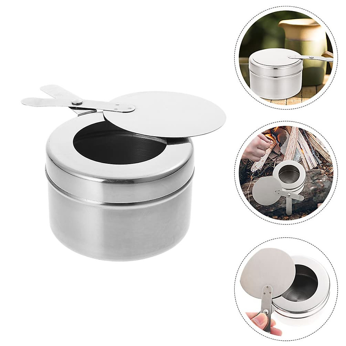 Housoutil 4PCS Fuel Holder with Safety Cover, Stainless Steel Chafer Fuel Cans with Handle, Multifunction Stove Food Parties Warmer Fuel Cans Box Set Perfect for Buffets and Catering Events