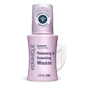 Keranique Volumizing Mousse for Women - Thickening and Styling Anti-Frizz Foam for Fine, Straight, Wavy, and Curly Hair