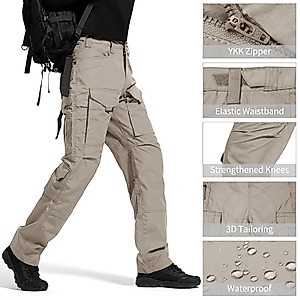 FREE SOLDIER Men's Cargo Pants,Tactical Pants for Men Stretch,Durable Ripstop EDC Work Pants for Hiking (Khaki 34Wx32L)
