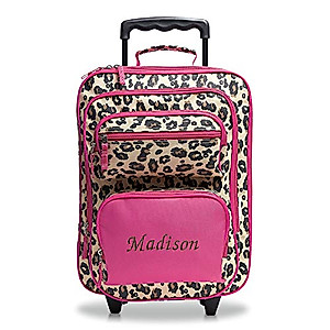 Lillian Vernon Personalized Rolling Luggage for Kids Leopard Spots Design, 5" x 12" x 20"H