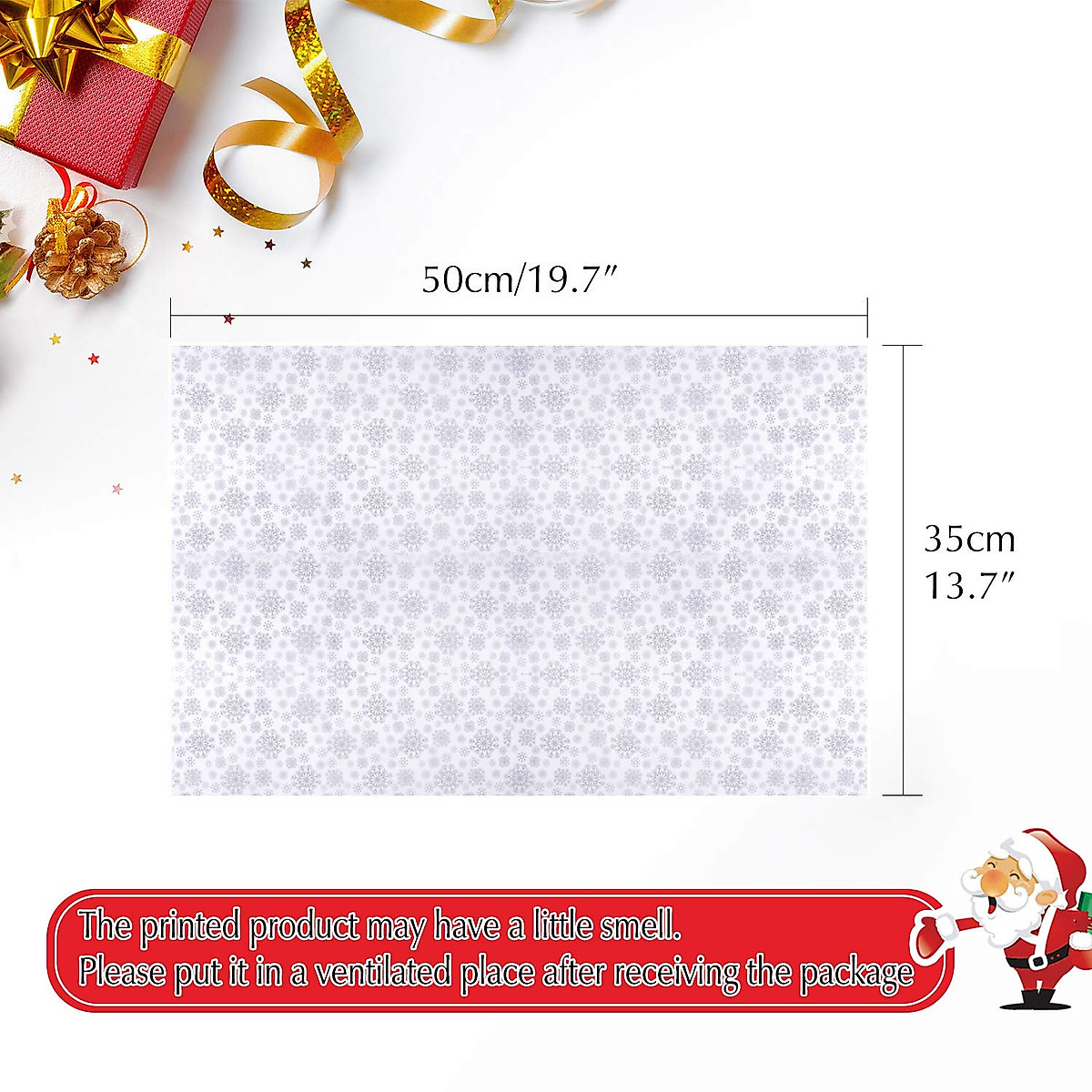 FEPITO 100 Sheets Silver Snowflake Wrapping Paper Big Size Christmas Tissue Paper for DIY and Craft, Gift Bags Decorations (14 x 20 Inch)