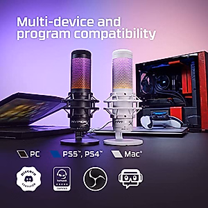 HyperX QuadCast S RGB USB Condenser Microphone with Shock Mount for Gaming, Streaming, Podcasts
