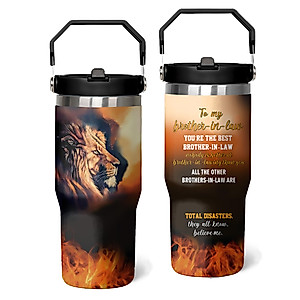 Wuepncah 30 Oz Brother in Law Tumblers with Handle and Straw, To My Brother-in-Law Cup Gifts Fathers Day, Gifts for Brothers in Law Coffee Mug, Birthday Gift Ideas for Adult Brothers-in-Law