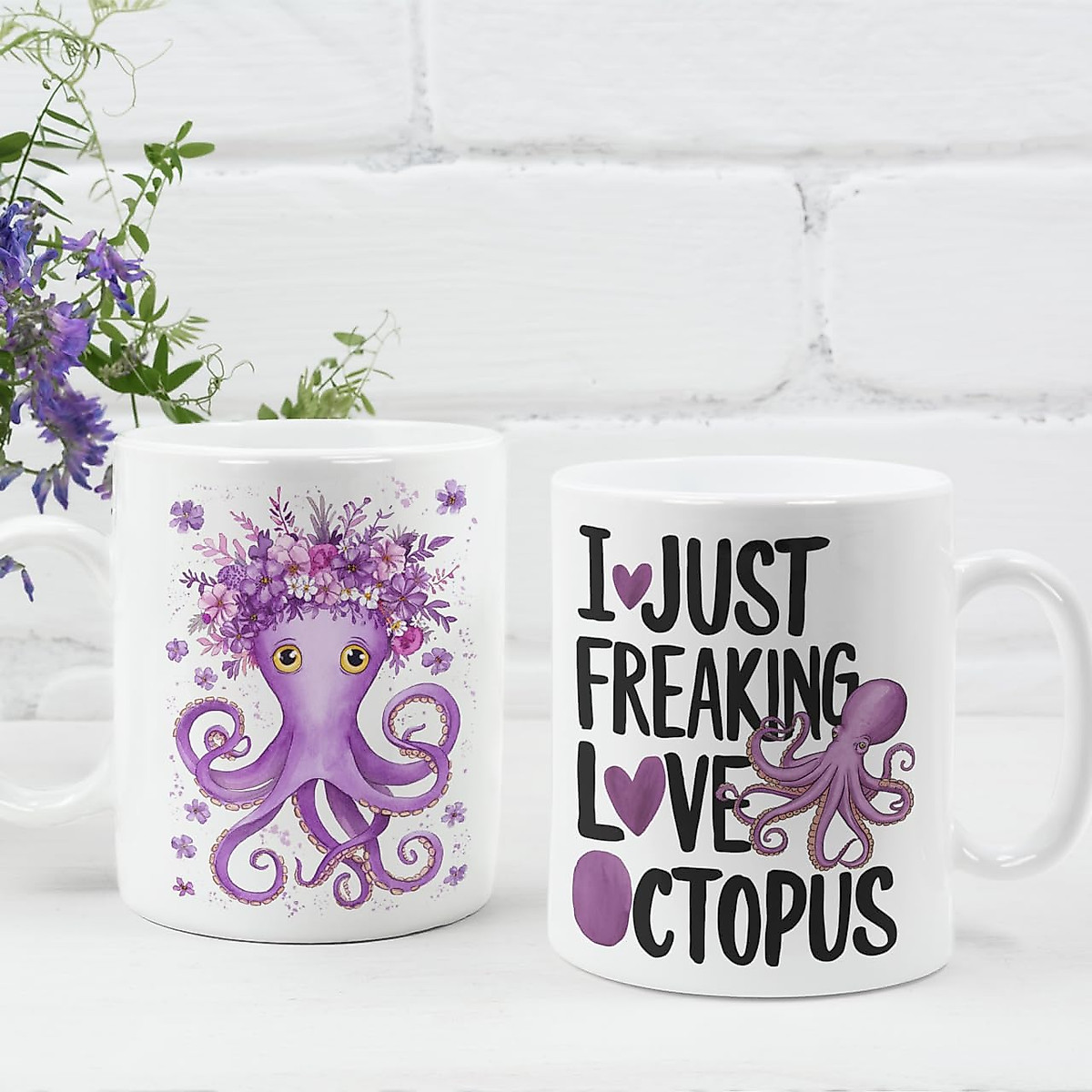 Eali88fa I just Freaking Love Octopus Gift for Octopus Sea Lover,11 oz White (325 ml) Ceramic Coffee Mug