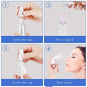 24 Pcs Spray Bottles 2oz / 55ml Clear Empty Mini Spray Bottles Refillable Container Pocket Size Sprayer Set Essential Oils Travel Cleaning Makeup Bottles with 2pcs Funnels 32pcs Labels