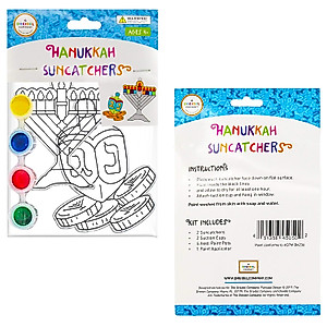 The Dreidel Company Hanukkah Suncatcher, Stained Glass Look, Chanuka Decorations, Paint Your Own Menorah and Dreidel, Fun and Educational (Single)