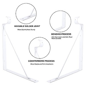 Eau 4 Packs of White Heavy Duty Closet Shelf and Rod Bracket, Closet Shelf Bracket with Rod Support Great for Both Shelf Storage and Closet Rod