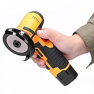 Weytoll Mini Angle Grinder, 19500rpm Electric Grinding Tool Mini Grinder Hand Knife with 2pcs 12V 3900mAh Battery and 2pcs Cutting Disc for Cutting Polished Brick Wood Stone Steel