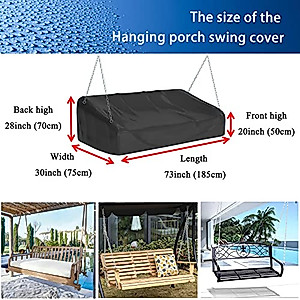 Porch Swing Cover, Hanging Porch Swing Cover Waterproof, Outdoor Hanging Swing Cover, Cover for Porch Hanging Swing - Black (73 * 30 * 28/20inch)