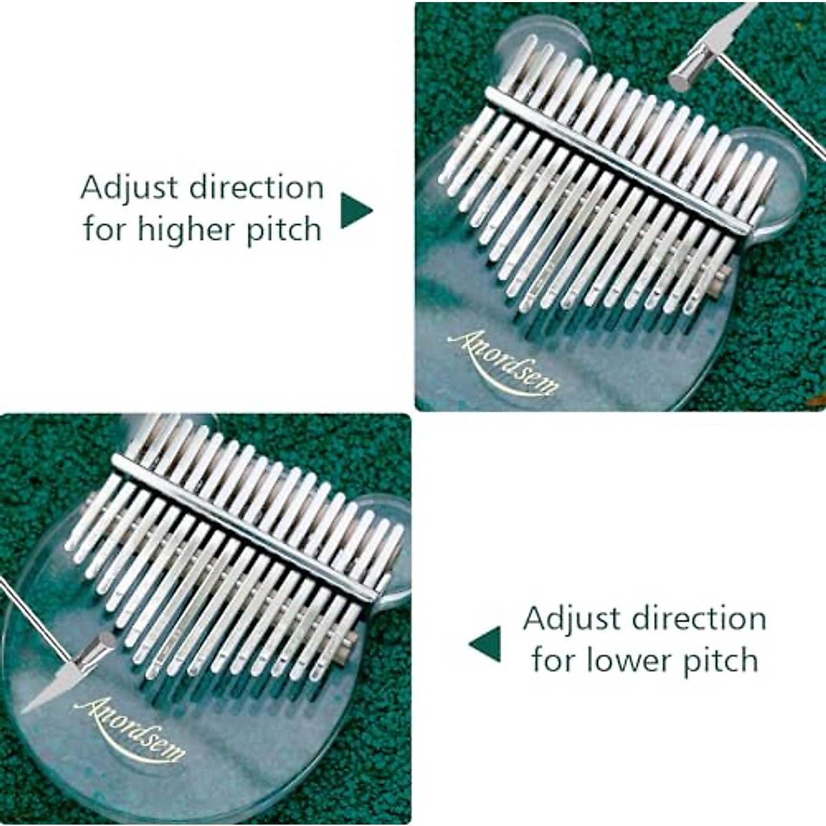 Anordsem Thumb Piano 17 Key Kalimba, Musical Instrument Acrylic Calimba Finger Harp Hand Piano, Birthday Christmas Thanksgiving Gift for Kids, Adults and Beginners