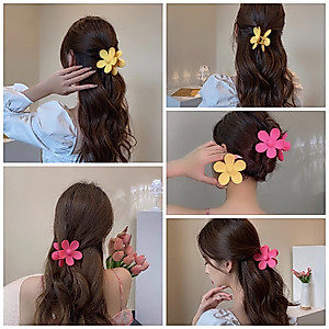 Flower Hair Clips 8PCS, Large Claw Clips for Women Girls Thick Thin Hair, Strong Hold Nonslip Big Dasiy Jaw Clamps Matte Hair Accessories 8 Colors