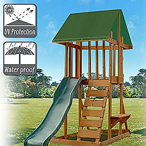 52x90 Inches Outdoor Swingset Shade Kids Playground Swing Replacement Canopy Waterproof Wooden Swing Sets Cover Replacement Tarp Uv Protection Playground Roof Canopy(Size:52 x 90 inch,Color:Grey)