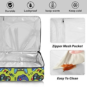 Kcldeci Insulated Thermal Food Carrier Insulated Casserole Carrier for Hot or Cold Food,Joysticks Gaming Cool Insulated Tote Bag for Potluck Cookouts Parties Picnic,Lasagna Lugger