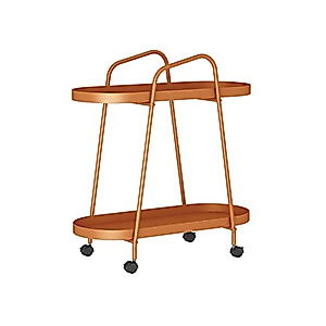 WYFDP Wheeled Trolley Side Cabinet Mobile Coffee Table Living Room Sofa Small Bedside Table Office Balcony Outdoor Furniture (Color : Orange, Size : 60 * 64cm)