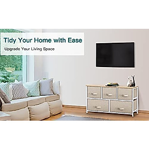 Pipishell 5 Drawers Fabric Dresser,4 Drawer Organizer Unit Fabric Dresser for for Bedroom Closets, Living Room, Nursery Room, Hallway