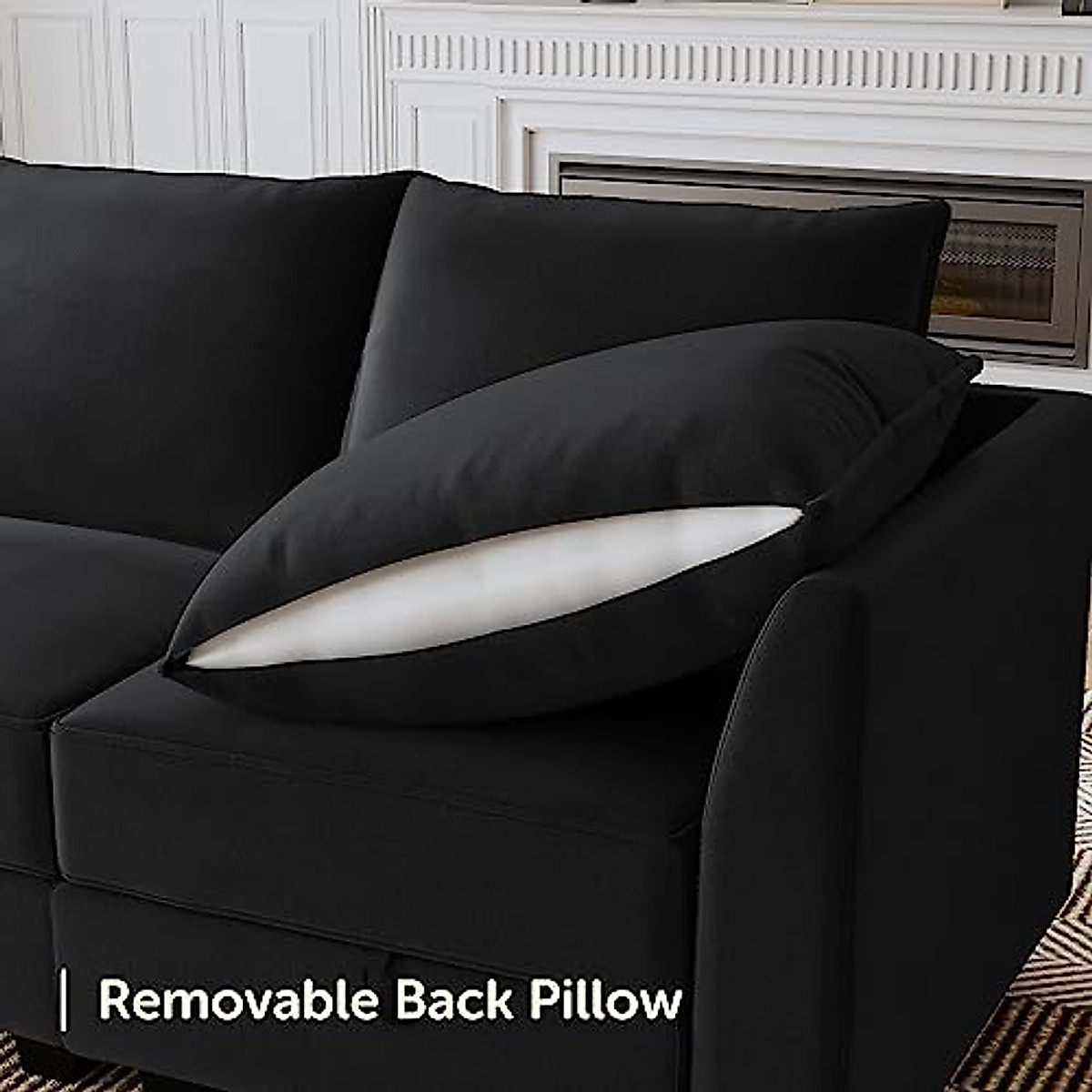 HONBAY Flexible Modular U Shaped Sofa, Black, Wood, 112.60 x 81.50 x 33.90 in