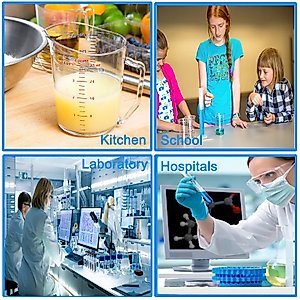 6Pack Plastic Graduated Cylinder 250 ml Transparent Measuring Cylinder Set, Science Measuring Test Tube Flask, Graduated Cylinder Beaker with 2-Sided Marking & Pour Spout for Home and School Science