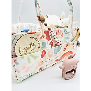 CielShop Baby Diaper Caddy Organizer Nursery Basket Set | Nursery Storage Bin and Car Organizer for Diapers and Baby Wipes (Floral)