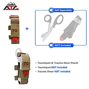 Tactical Tourniquet & Trauma Medical Shear Pouch MOLLE PALS Duty Belt Loop EMT EMS (Tan)