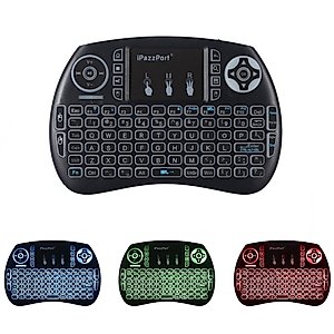 iPazzPort 2.4Ghz Backlit Mini Wireless Keyboard with Touchpad Mouse Combo, Rechargable Li-ion Battery for Google Android TV Box, PS3 XBOX, Raspberry Pi 3, HTPC, IPTV (Backlit Version)