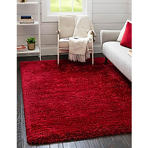 Rugs.com Infinity Collection Solid Shag Area Rug 9' x 12' Merlot Shag Rug Perfect for Living Rooms, Large Dining Rooms, Open Floorplans