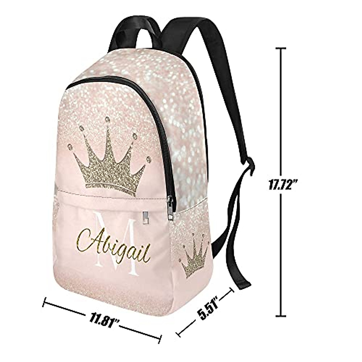 Eiis Princess Glitter Personalized Casual Backpack College School Laptop Travel Daypack for Boys Girs 17 Inch, One Size