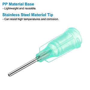 PATIKIL 18Ga x 0.5 Inch Dispensing Needle Tips, 100Pcs Stainless Steel and Plastic Glue Needle Tube Blunt Tips with Luer Lock for Glue Oil Applicator, Cyan Blue