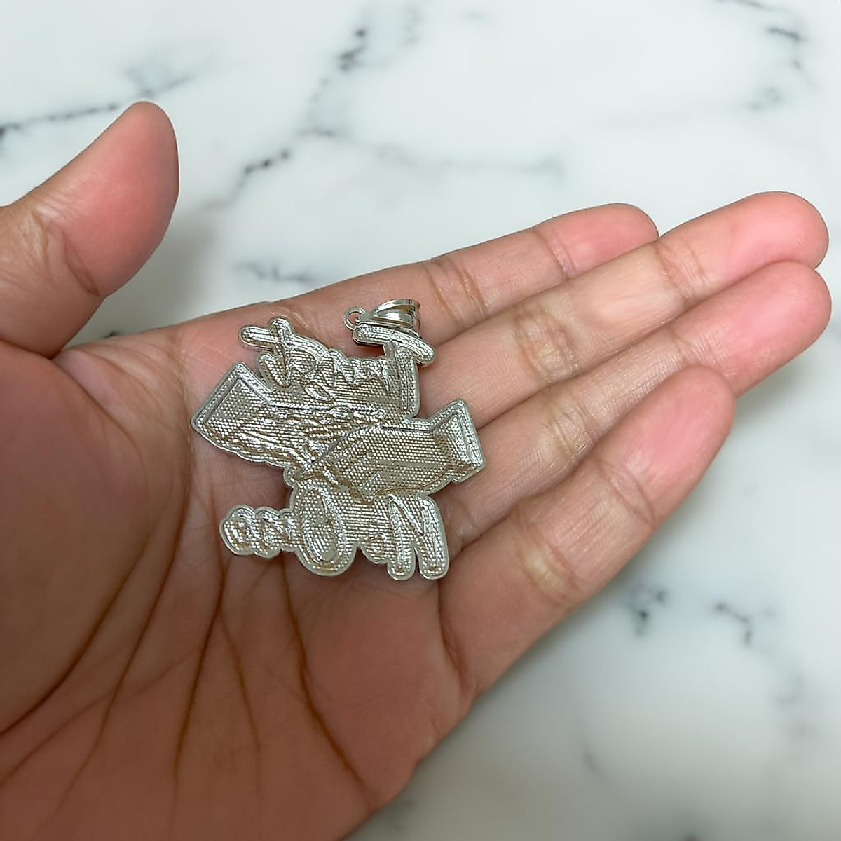 LA BLINGZ Sterling Silver TRUST NO ONE Hip-Hop Pendant