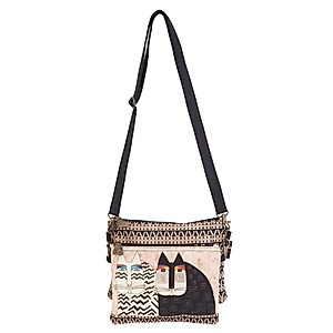 Laurel Burch 2 pc Crossbody Bag 6551, Wild Cats, Medium