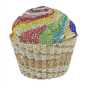 DJBM Cute Cupcake Rhinestone Clutch Diamond Crystal Purse Evening Bags for Women Party Wedding Cocktail Prom, Multicolor