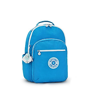 Kipling Women's Seoul 15" Laptop Backpack, Durable, Roomy with Padded Shoulder Straps, Built-in Protective Sleeve, Eager Blue Fun, 13.75''L x 17.25''H x 8''D