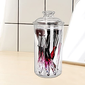 DEAYOU 4 Pack Clear Plastic Apothecary Jars, Plastic Storage Jar Canister with Airtight Lid, Cotton Qtip Holder Bathroom, Candy Cookie Container Organizer for Bath Salt, Vanity,33 Oz/23 Oz/13 Oz