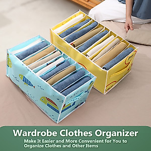 Upgraded Clothes Organizer for Folded Clothes, TIGARI Clothes Organizer for Closet, Compartment Storage Box for Jeans, Trousers, T-shirts