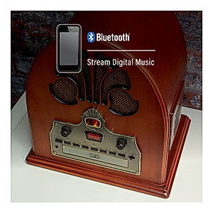 Crosley CR32D-PA Cathedral Retro AM/FM Tabletop Radio with Bluetooth Receiver and CD Player, Paprika