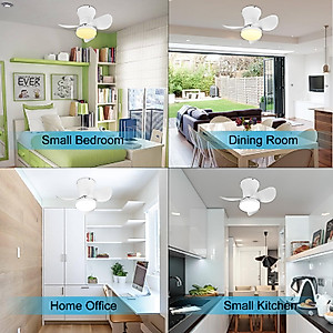 Ohniyou 21'' Small Flush Mount Ceiling Fan with Light, Remote & APP Control, DC Motor, Dimmable, 3 Color Light