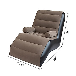 ungh Inflatable Lazy Sofa Chair with Household air Pump, Foldable Lounge Chair with Armrests for Living Room, Bedroom, Office,Travel, Camping （Brown）