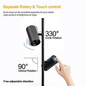 Industrial Floor Lamp for Living Room, Modern Reading Standing Lamps with Eye Care 2-Heads 4 Brightness 3000K Soft Light LED Tree Floor Lamp, CRI95 Tall Pole Natural Light Living Room Office Decor