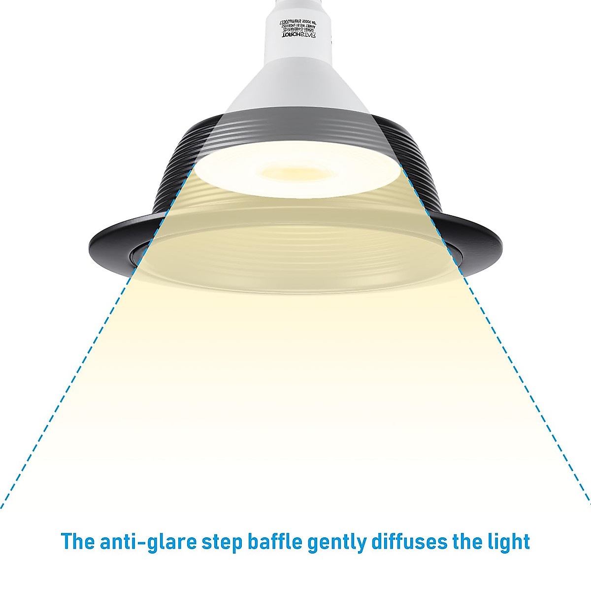 TORCHSTAR 6 Inch Recessed Light Black Baffle Trim with Detachable Ring, Full Metal, Ceiling Can Light Trim for Recessed Can, Fit Halo/Juno Housing, Pack of 6