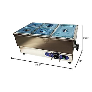 INTBUYING 5 Pan Food Warmer Steam Table Countertop Steamer Kitchen Supply
