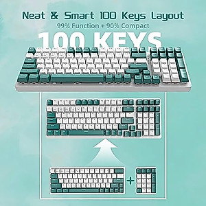 ATTACK SHARK K6 Bluetooth Keyboard 5.0/2.4G/USB-C-96% 100 Keys Wireless Gaming Keyboard 4000mAh Battery Hot Swappable Mechanical Keyboard RGB Wire-Cloud Wrist Rest for Computer Win/Mac(Clicky Blue)