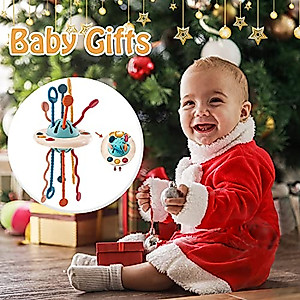 pamexin Montessori Toys for 18M+, Food Grade Silicone Pull String Activity Toy, Sensory Toys for Toddlers, Travel Toys for Babies, Baby Toys Fine Motor Skills Toys Gift for 18m+